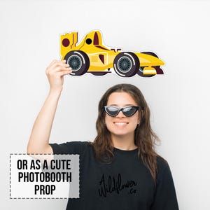 Yellow Race Car Cut Out, Large Resizable Vehicle Standee, Cute Party ...