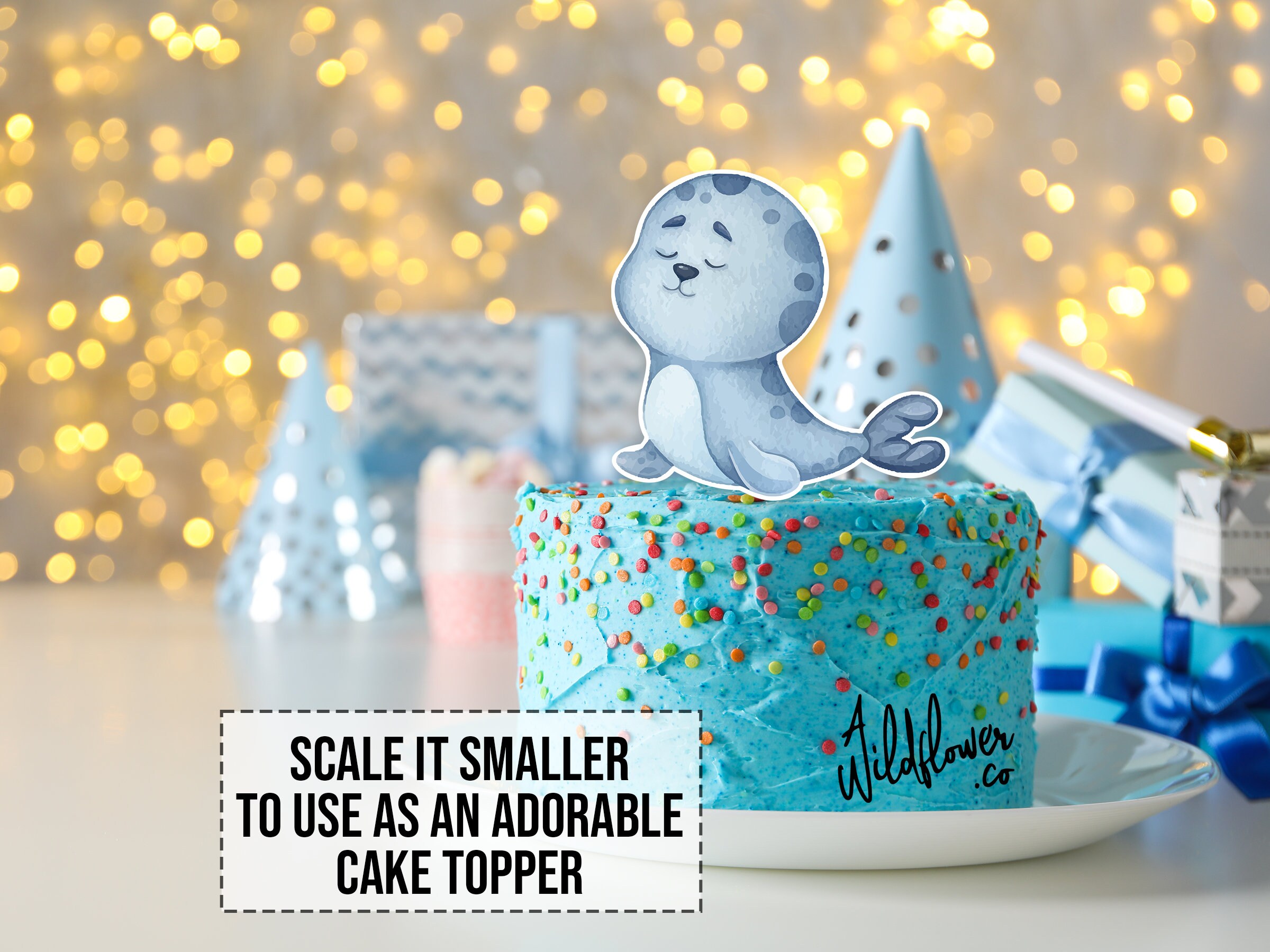 Watercolour Seal Standee, Resizable Large Under the Sea Cutout ...