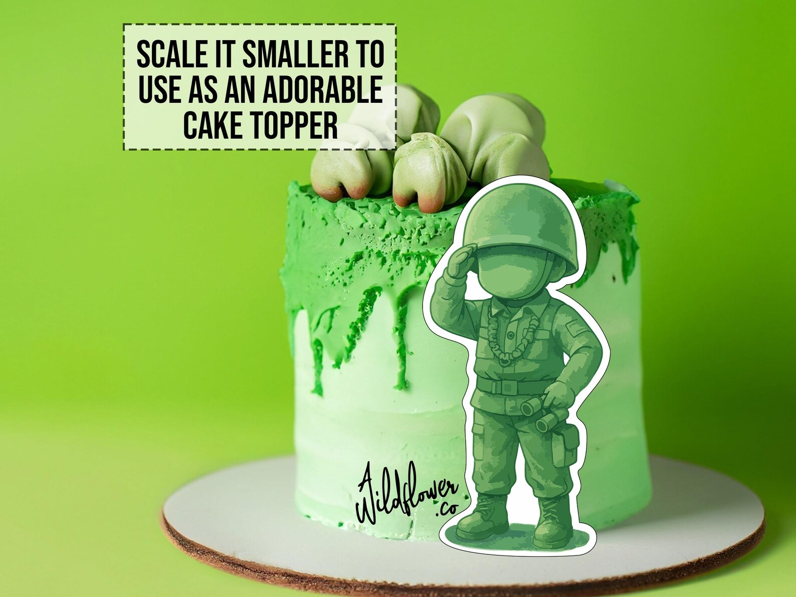 Green Military Soldier Cut Out Standee, Army Party Decor, Cake Topper ...