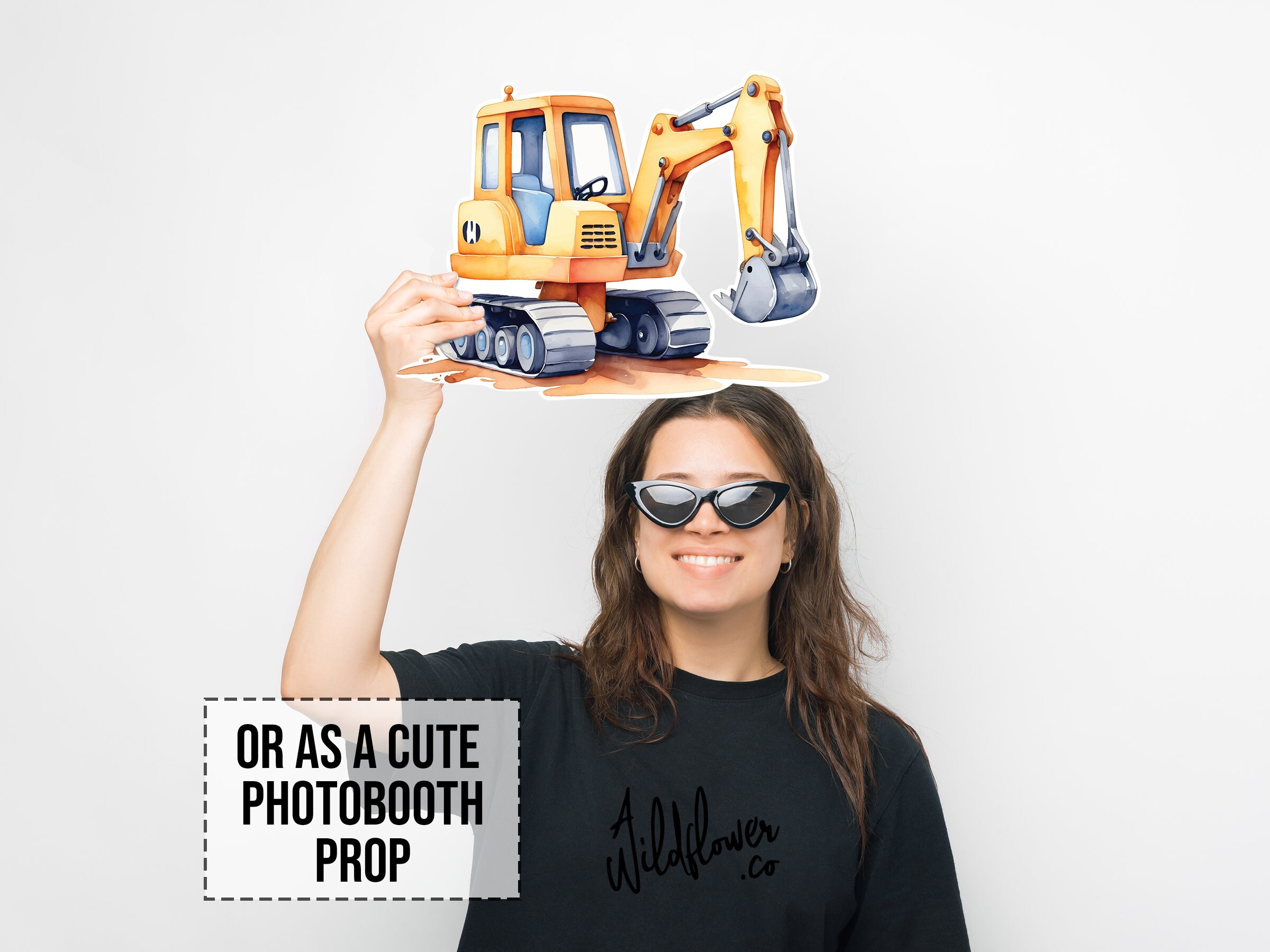 Excavator Cut Out, Large Resizable Watercolour Construction Standee ...