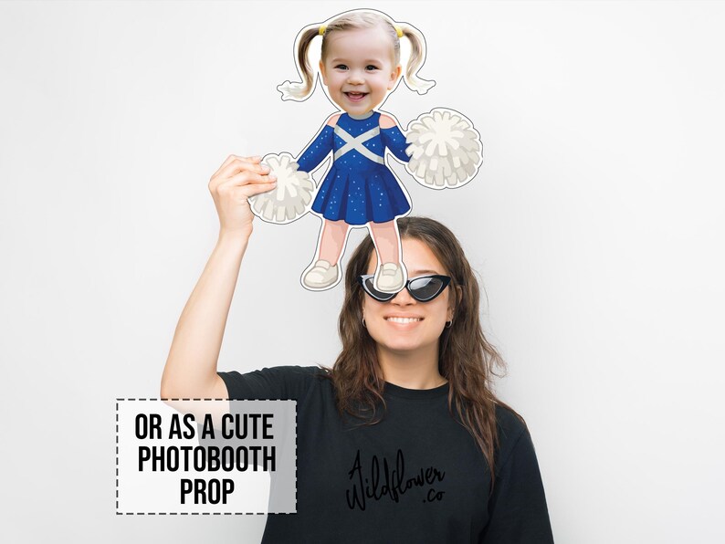 Cheerleader Custom Face Cut Out Standee, Party Decor Cake Topper ...