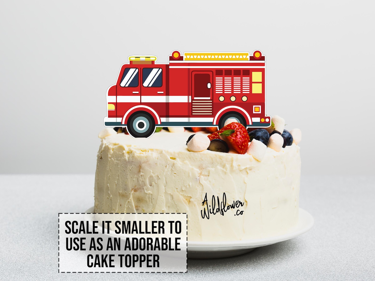 Fire Truck Resizeable Cutout Standee, Fire Fighter Party Decor, Cake ...