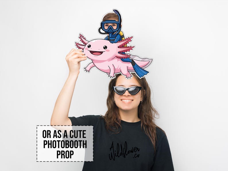 Diver on Axolotl Custom Face Cutout, Underwater Standee, Personalise ...