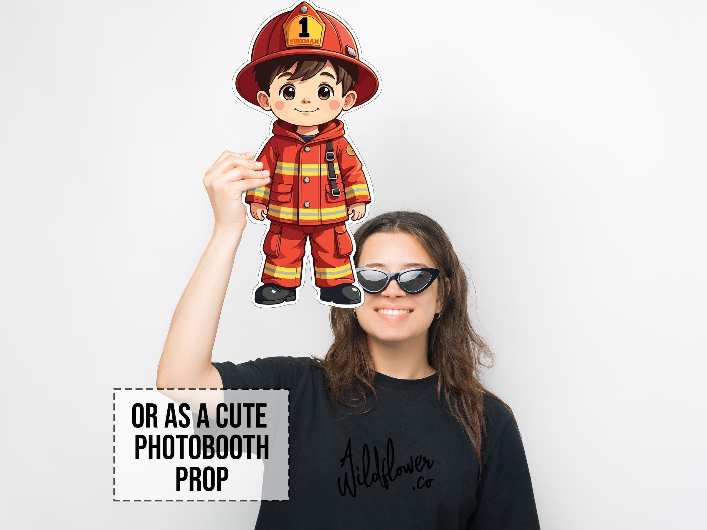 Fireman Resizeable Cutout Standee, Fire Fighter Party Decor, Cake ...