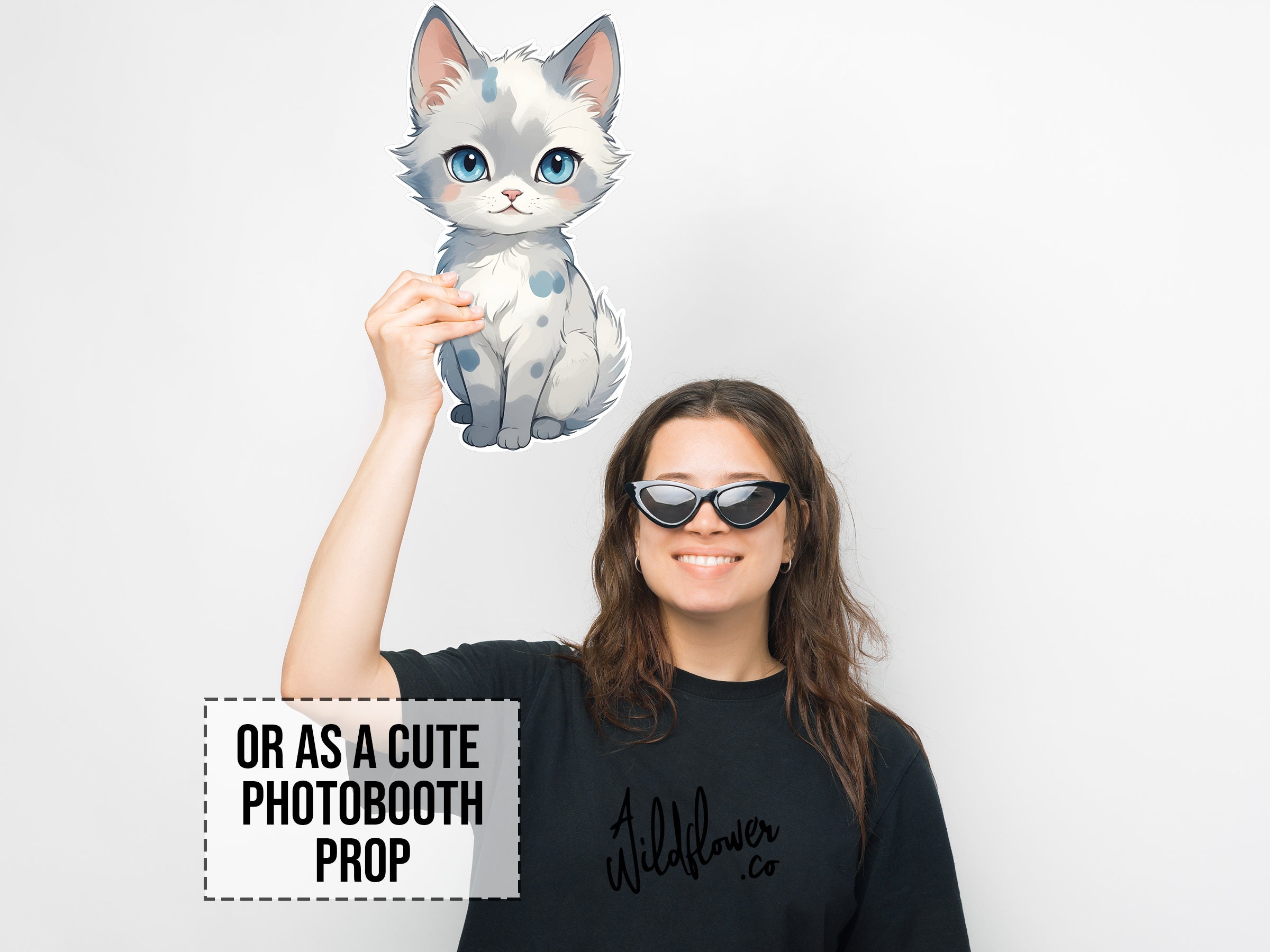 Resizeable Watercolour Cat Cut Out, Large Animal Standee, Cute Anime ...