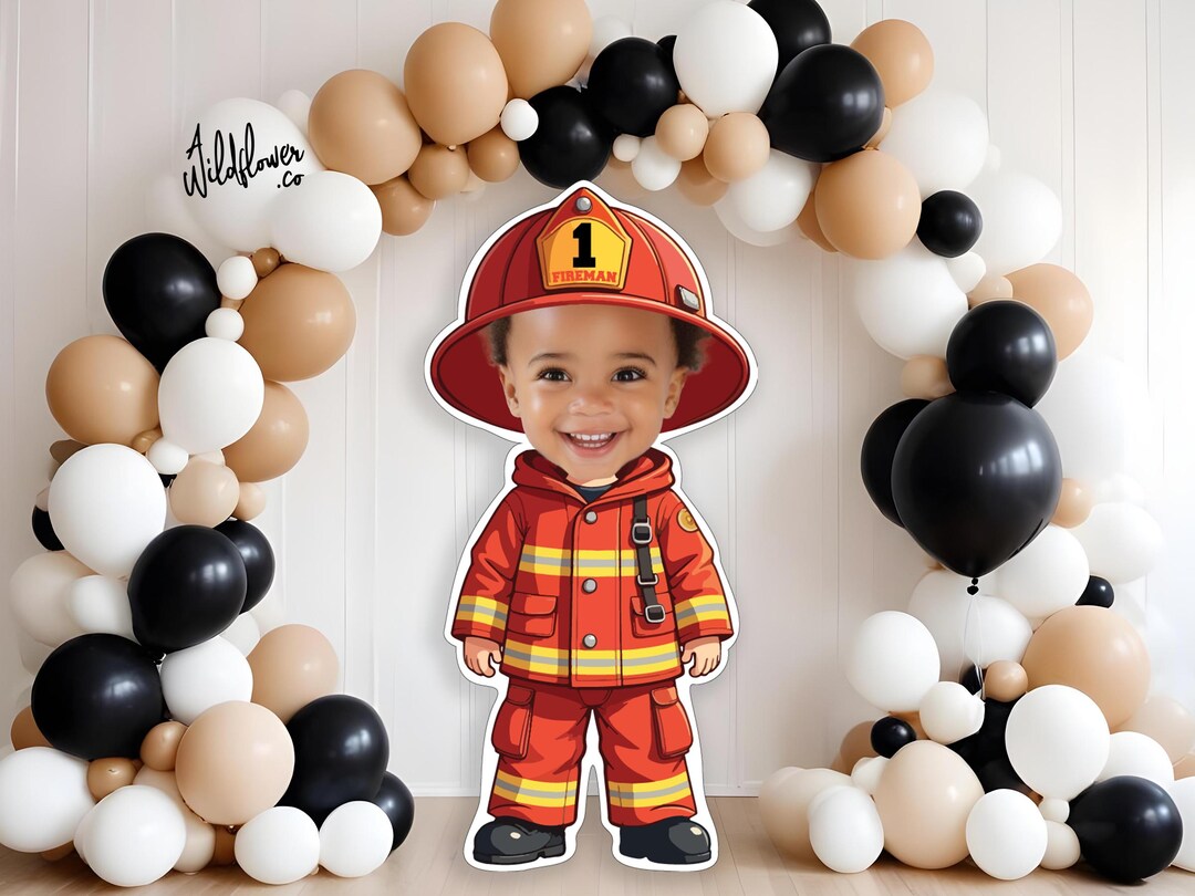 Fireman Firefighter Custom Face Cutout, Resizable Standee, Red Party ...