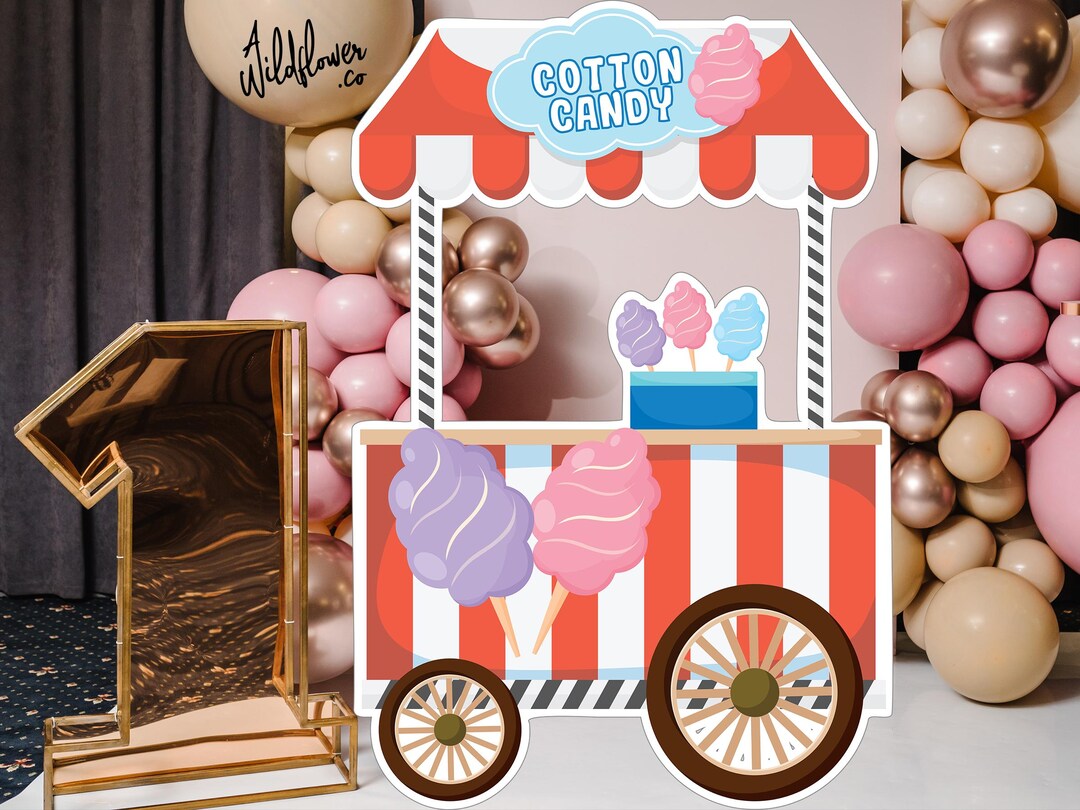 Cotton Candy Cart Resizeable Cutout Standee, Candy Floss Party Decor ...