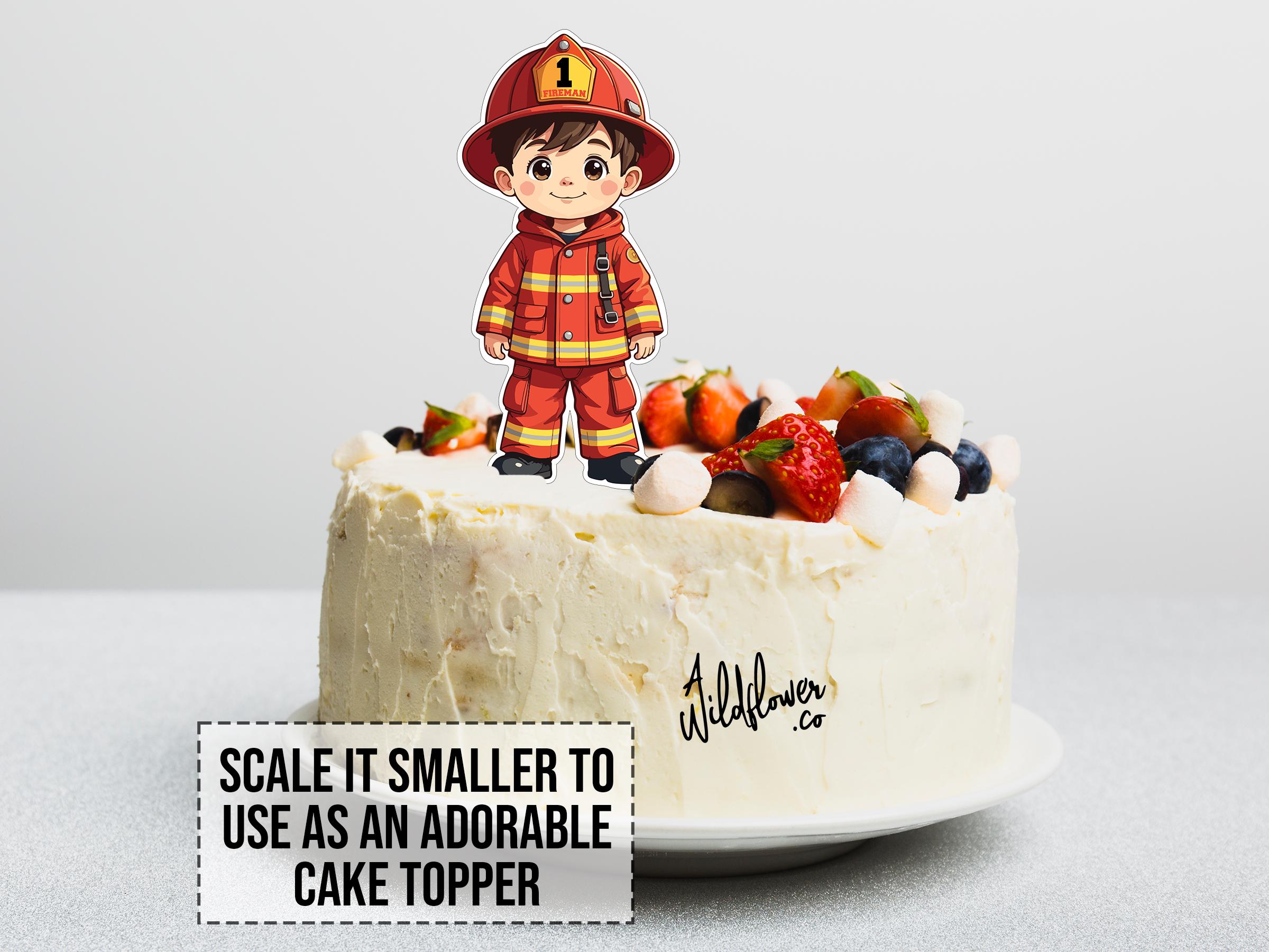 Fireman Resizeable Cutout Standee, Fire Fighter Party Decor, Cake ...