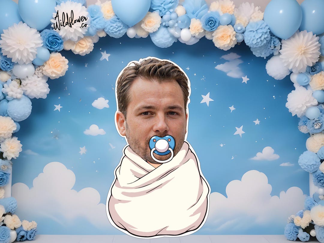Baby in Swaddle Custom Face Standee Cutout, Personalised Party Decor ...