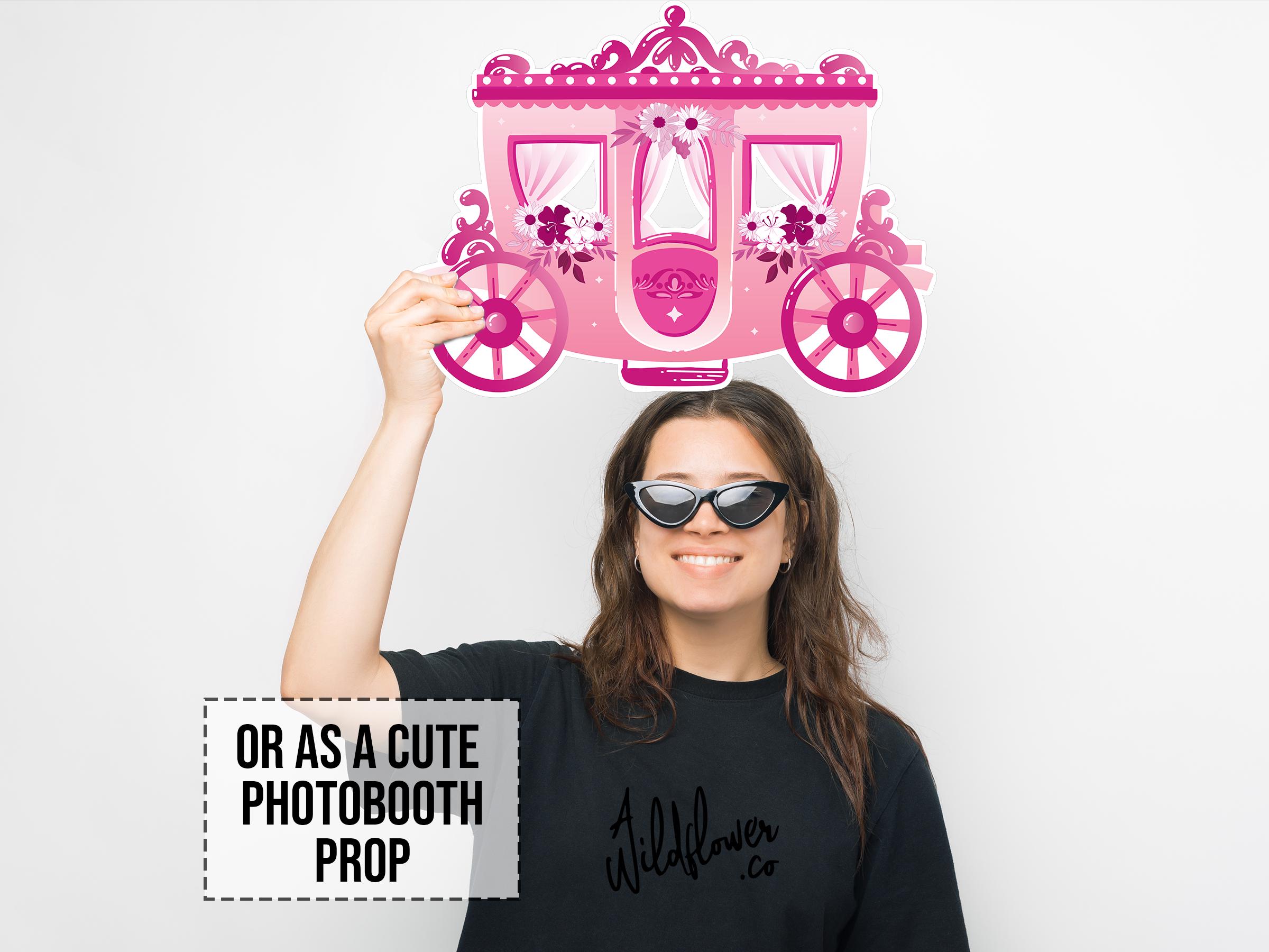 Large Carriage Cutout, Resizable Watercolour Standee, Pink Purple Party ...