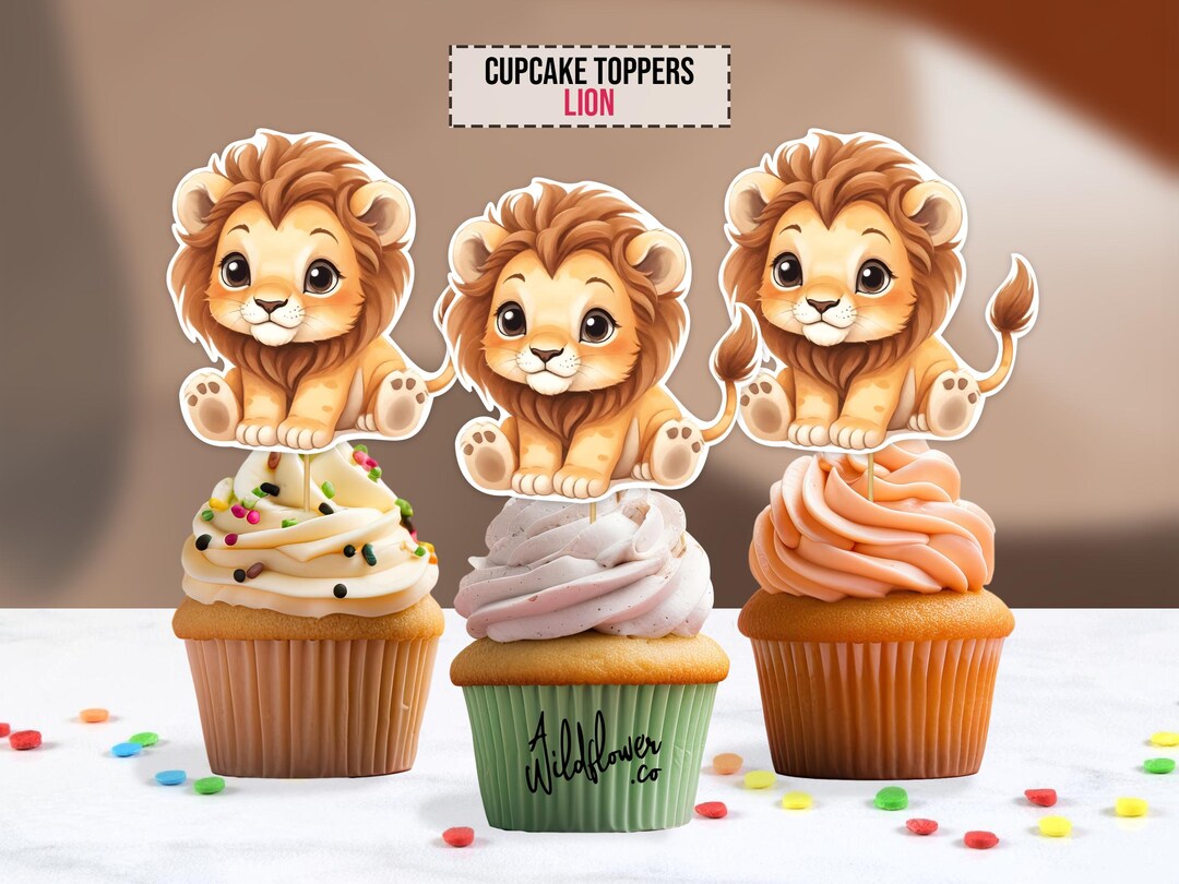Lion Cupcake Toppers Party Decoration for Children Birthday Party ...