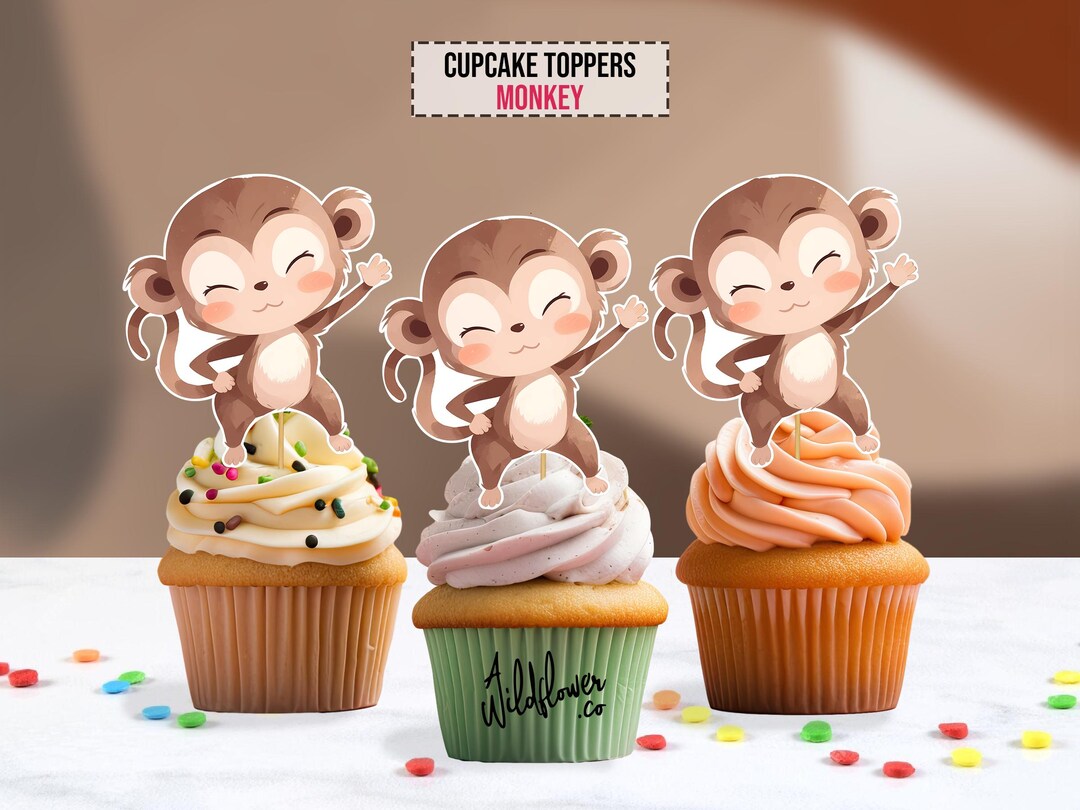 Monkey Cupcake Toppers Party Decoration for Children Birthday Party ...