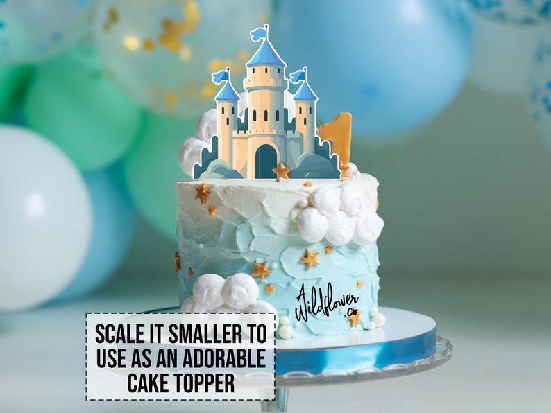 Blue Castle Cutout, Resizable Watercolour Standee, Royal Party Decor ...