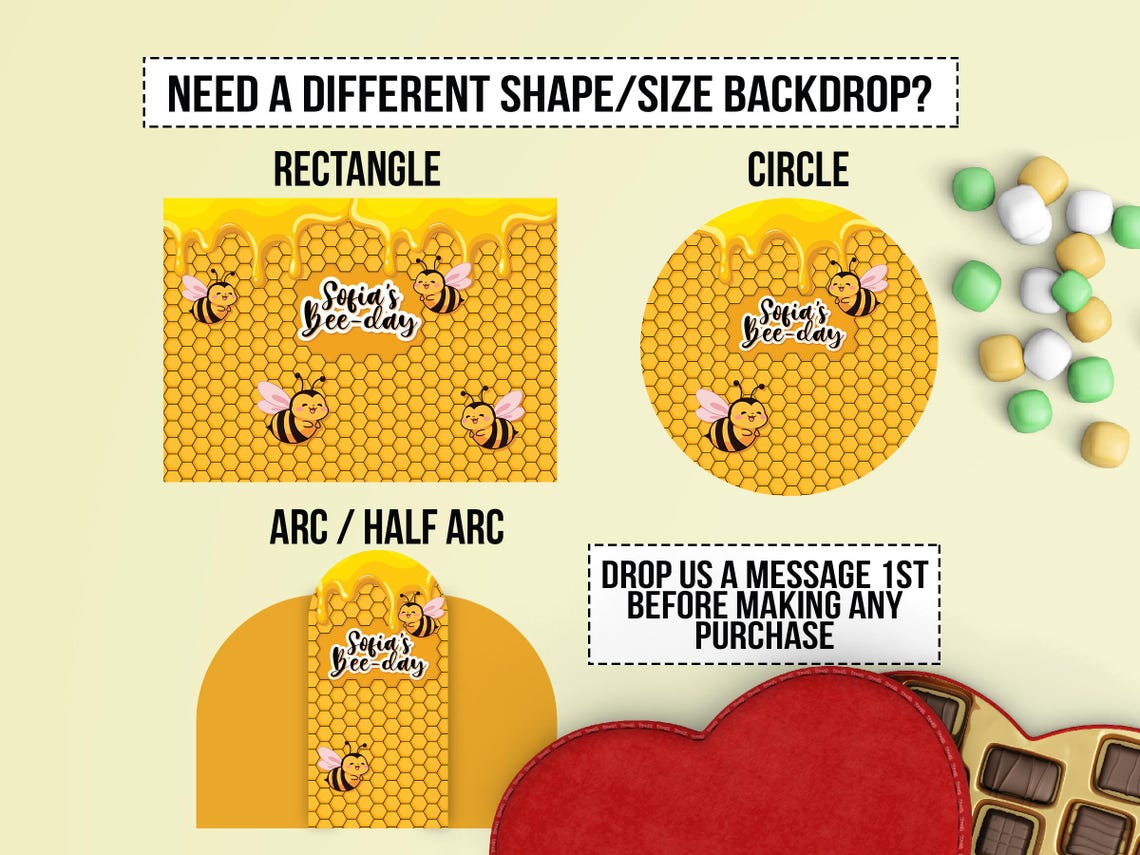 Bee Hive Custom Name Arch Backdrop Decoration Standee, Party Booth ...