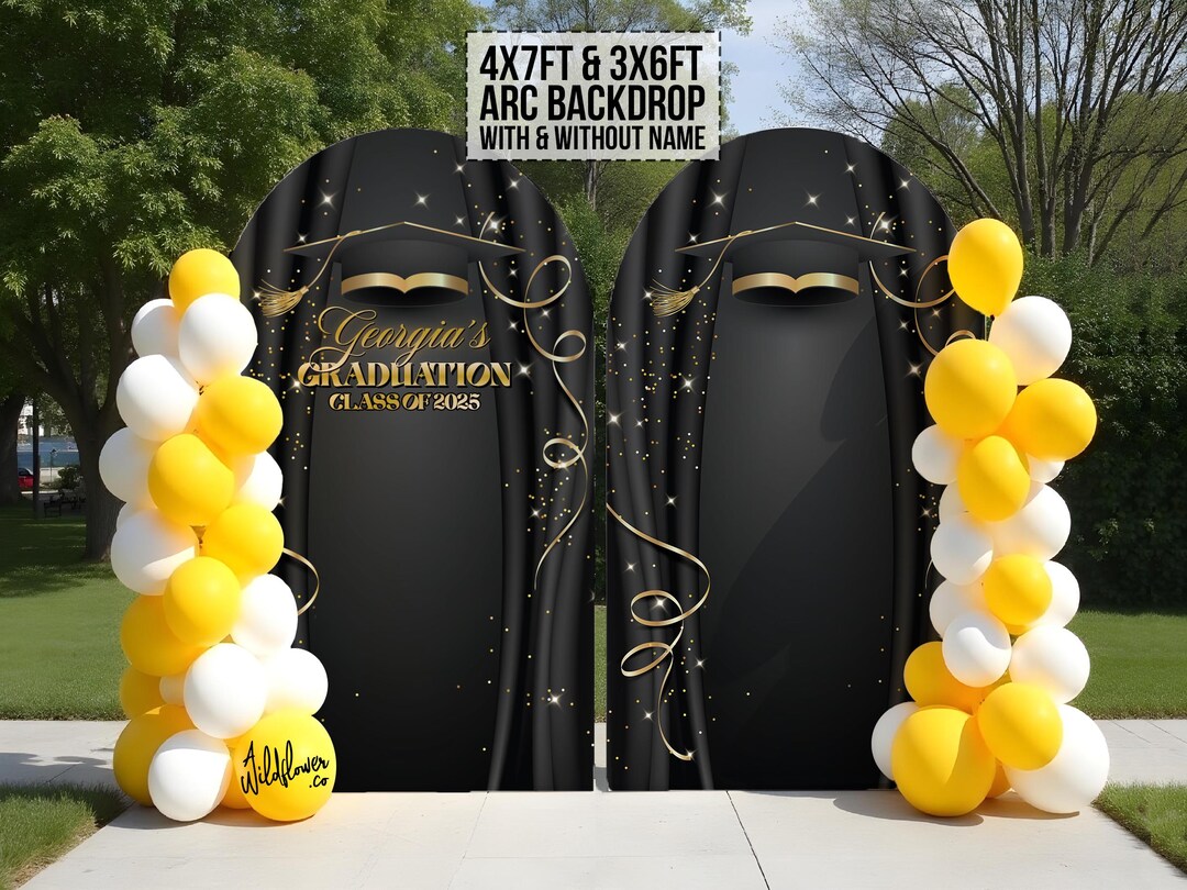 Black Gold School Graduation Arc Backdrop Decoration Standee, Custom ...