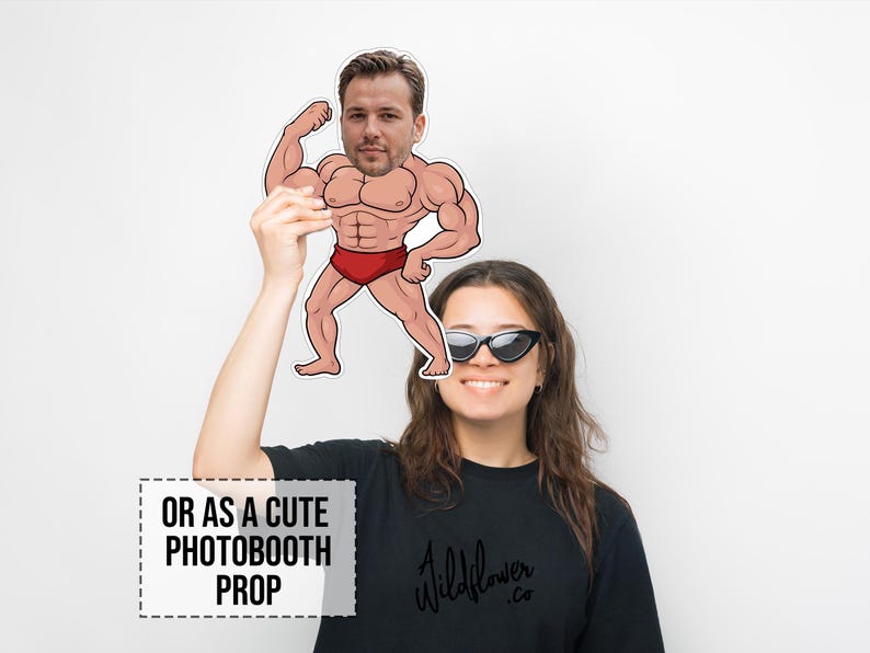 Muscular Man Custom Face Cutout, Resizable Standee, Body Builder Party ...