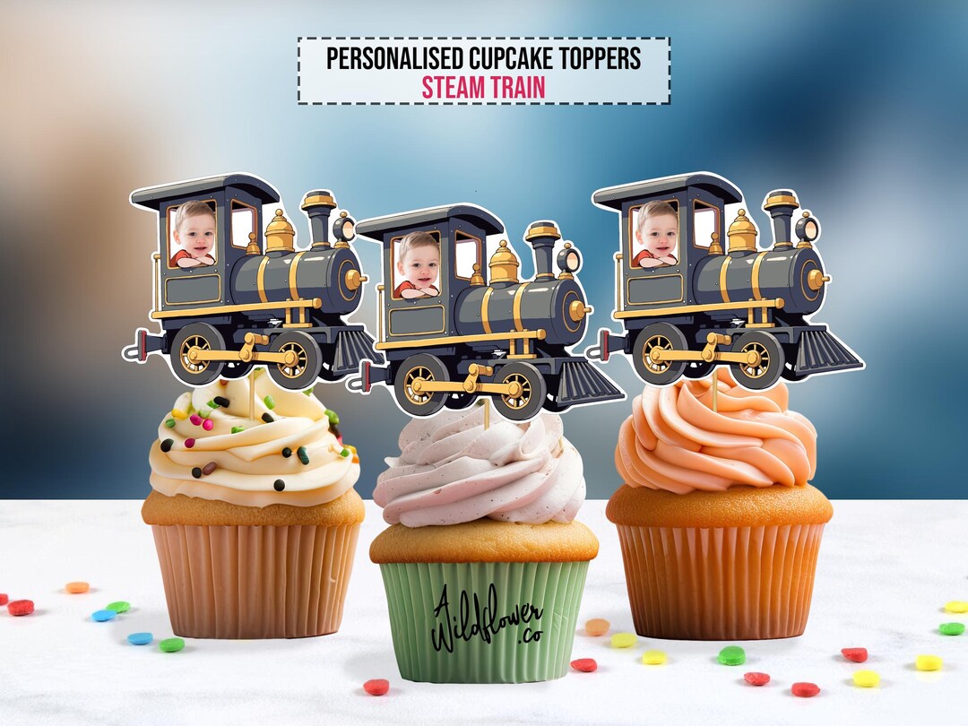 Train Ride Custom Face Cupcake Topper Party Decoration, Personalised ...