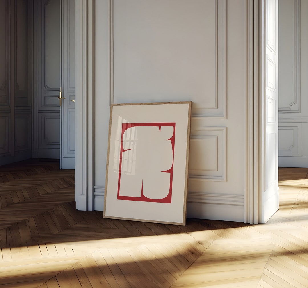 Red Abstract Geometric Poster Simple Forms Beautiful Minimal Modern Art ...