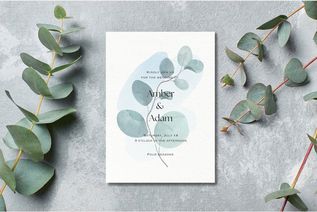 Modern Wedding Invitation, Printable Wedding Invite, Floral Theme ...