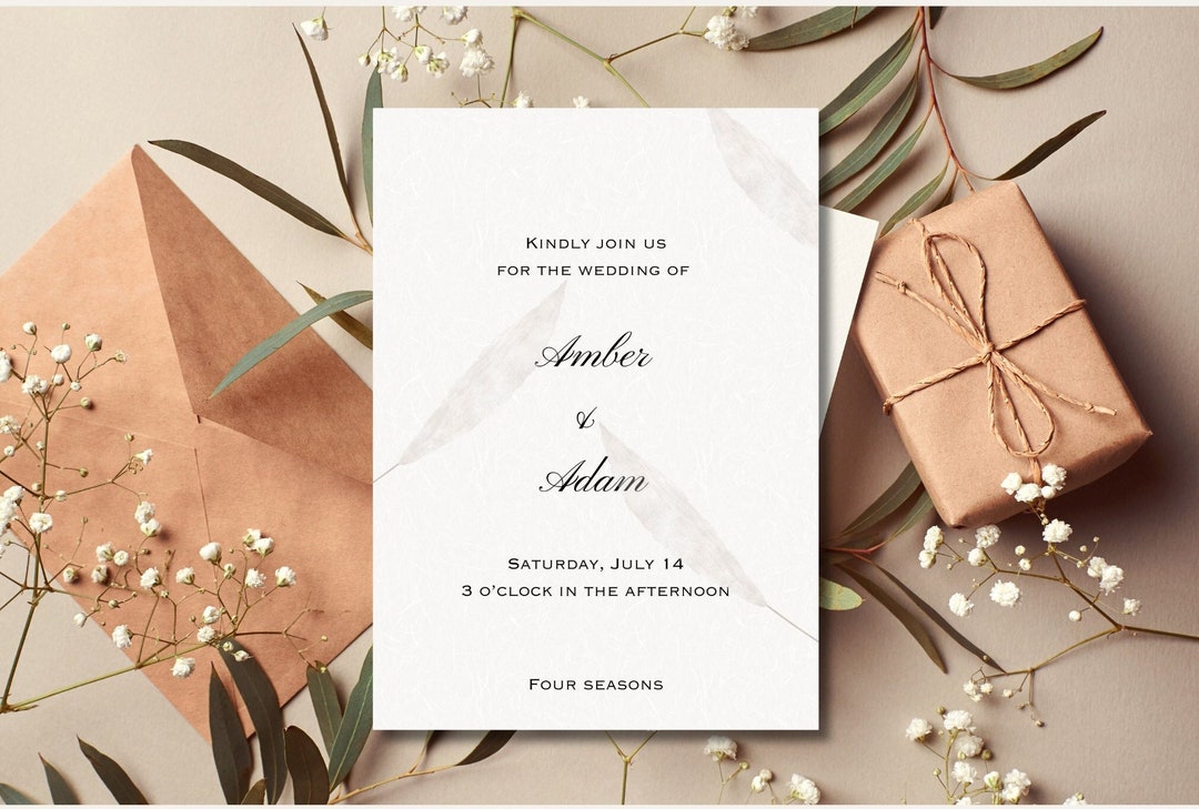 Wedding Invitation, Printable Wedding Invite, Rustic Theme Wedding ...