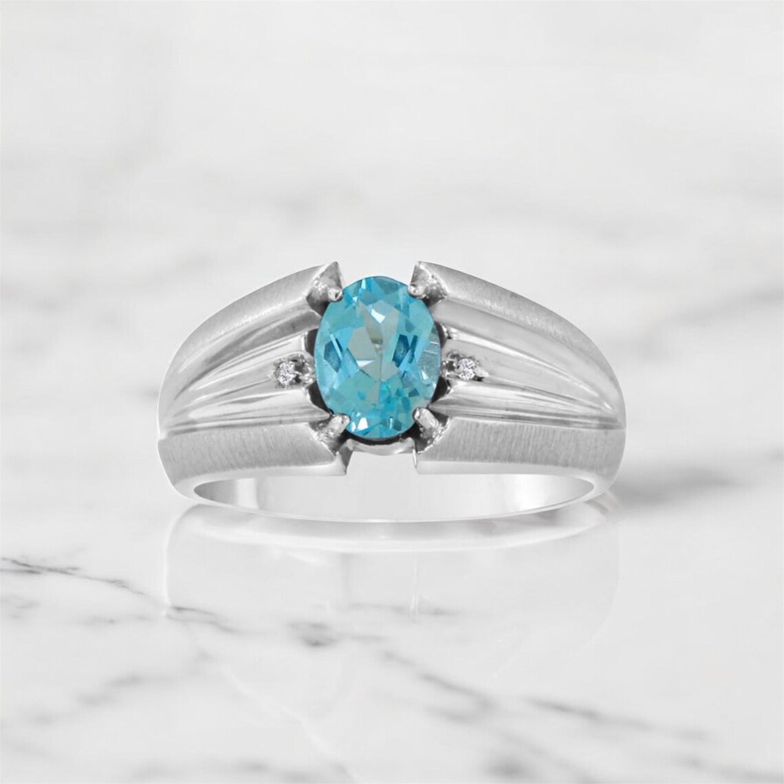 Emerald Cut Aquamarine Ring, 925 Sterling Silver Handmade Mens Ring - Etsy