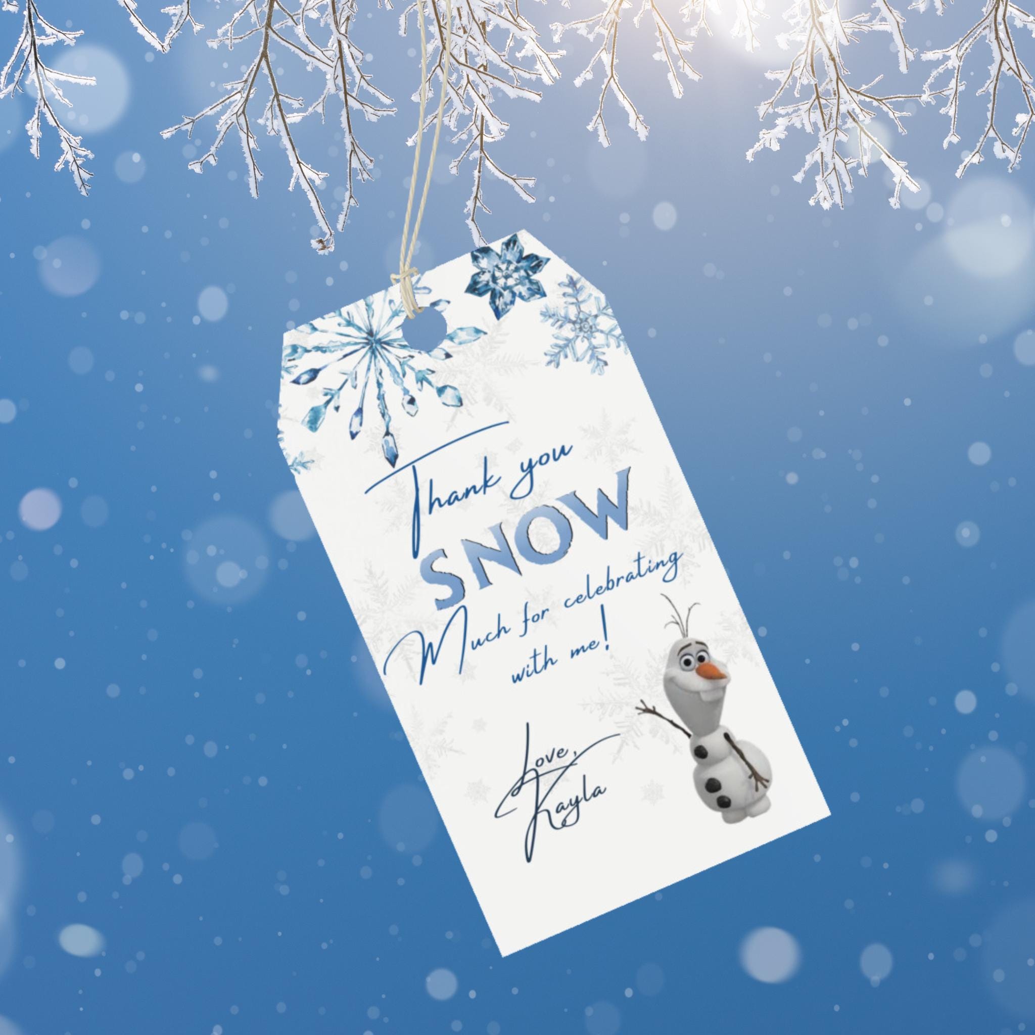 Frozen Thank You Tags Favor Tag Editable Frozen Birthday Gift Tag ...