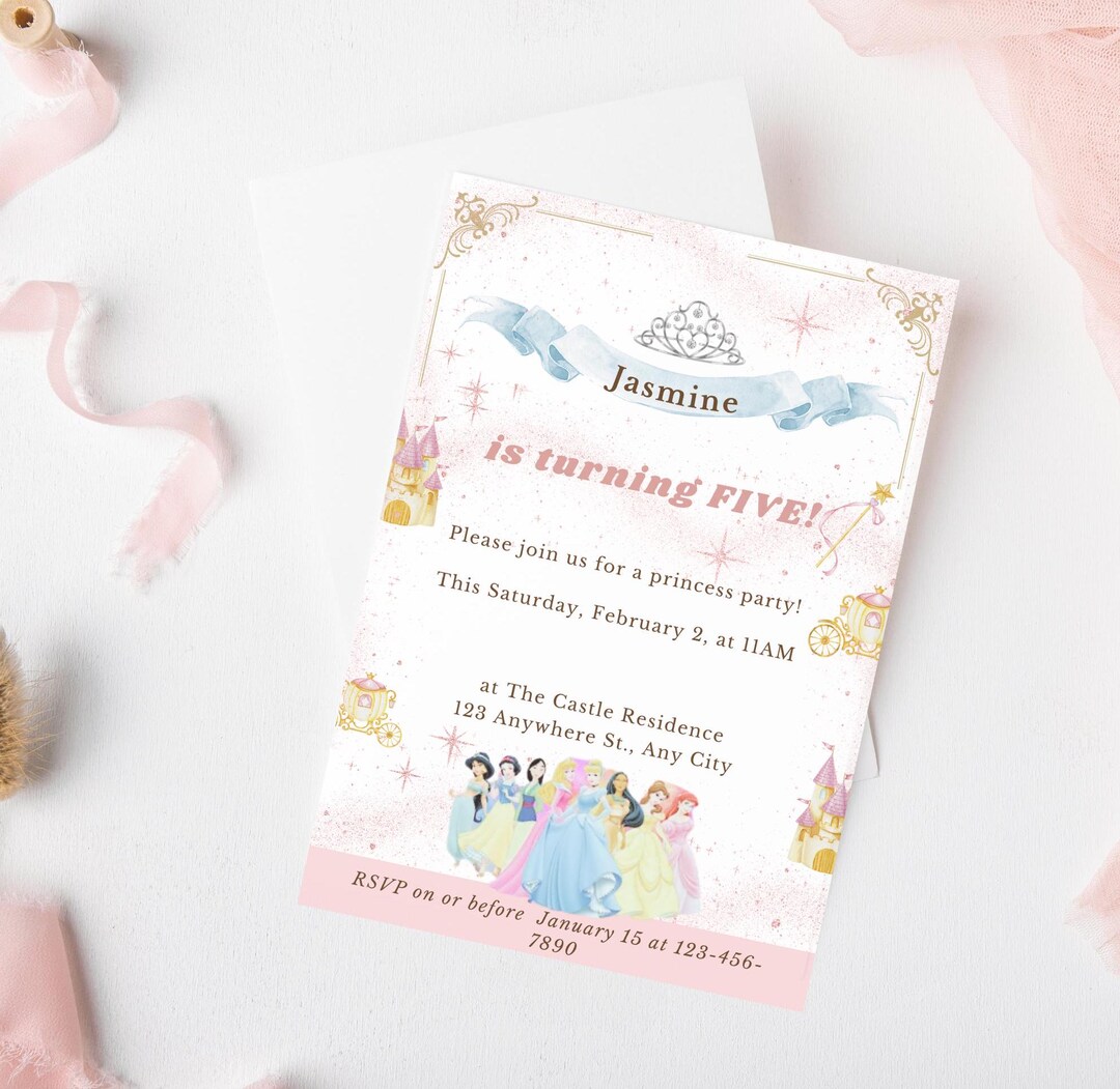 Princess Birthday Invitation, Custom Theme Party Card (digital Print ...