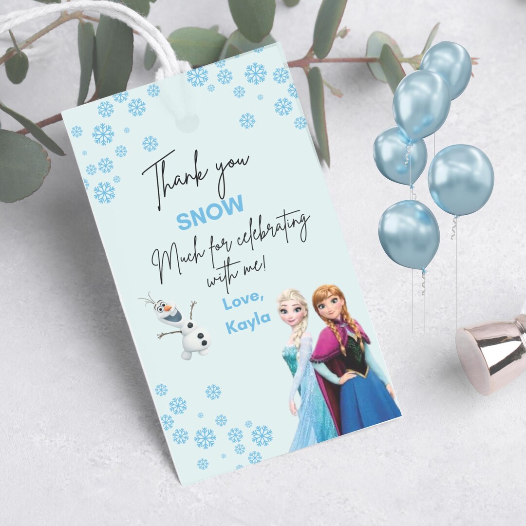 Frozen Thank You Tags Favor Tag Editable Frozen Birthday Gift Tag ...