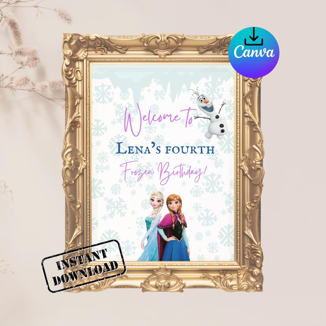 FROZEN Birthday Welcome Sign | Elsa and Anna Welcome Poster | Frozen ...