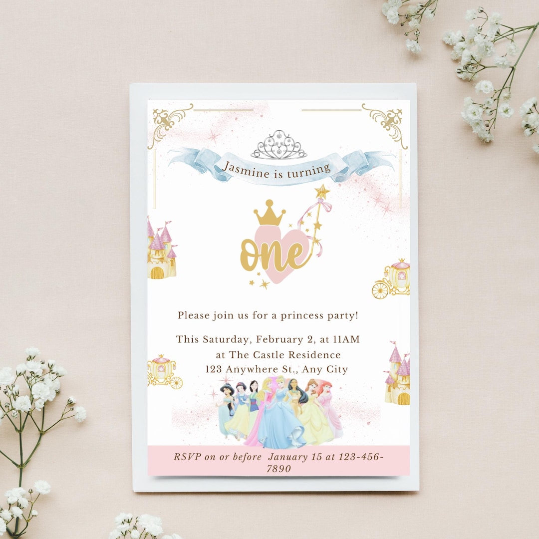 Princess Birthday Invitation Princess Editable Party Invitation Girl ...