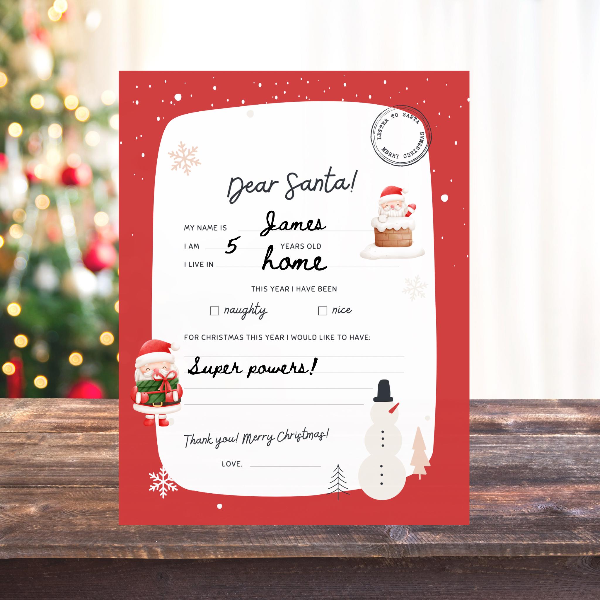 Letter to Santa, Dear Santa Letter Template, Printable Letter to Santa ...