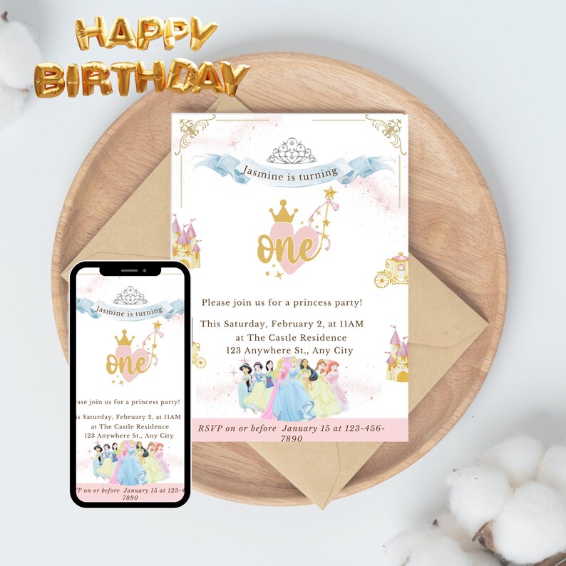 Princess Birthday Invitation Princess Editable Party Invitation Girl ...