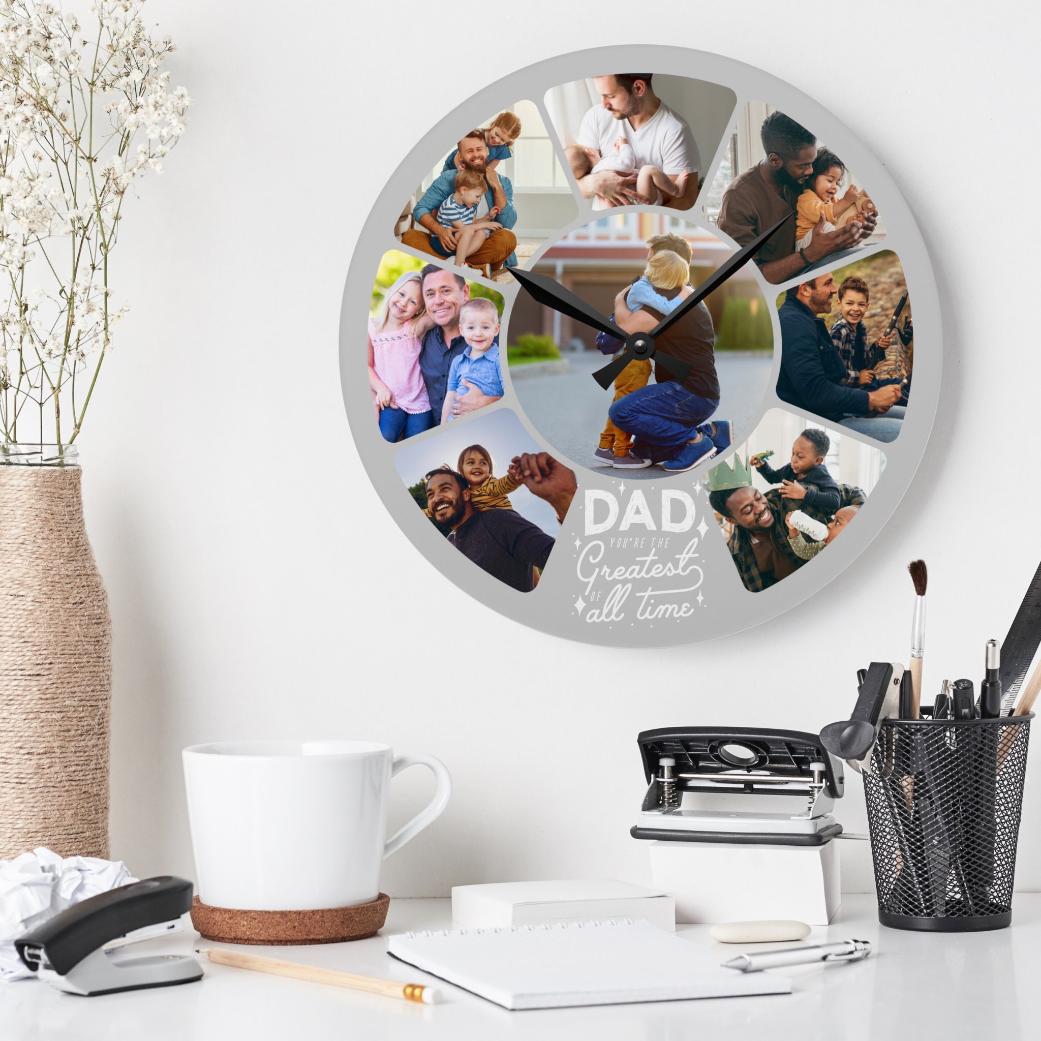 Custom Photo Clock, Photo Collage Clock Custom Gift for Dad ...