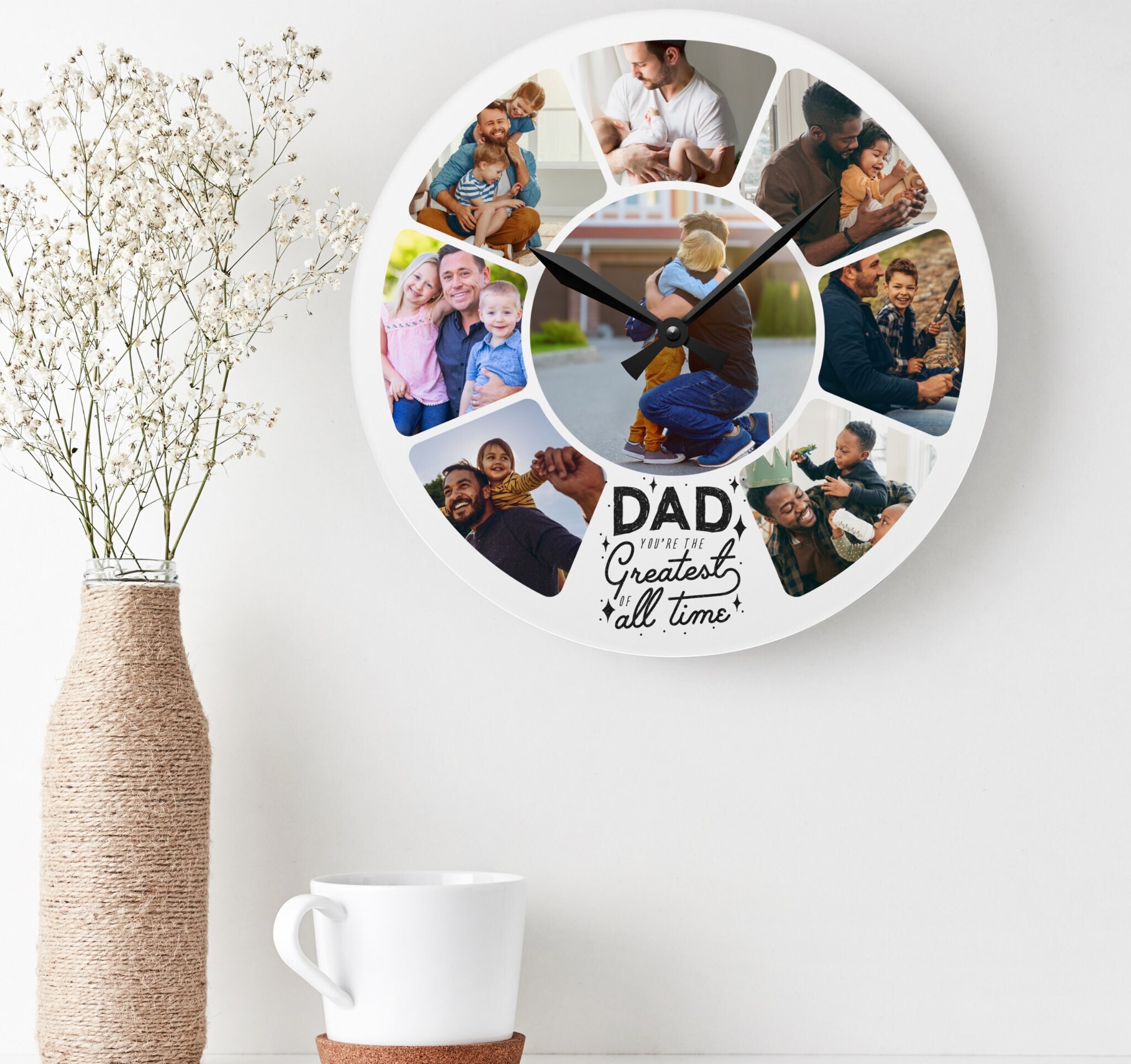 Custom Photo Clock, Photo Collage Clock Custom Gift for Dad ...