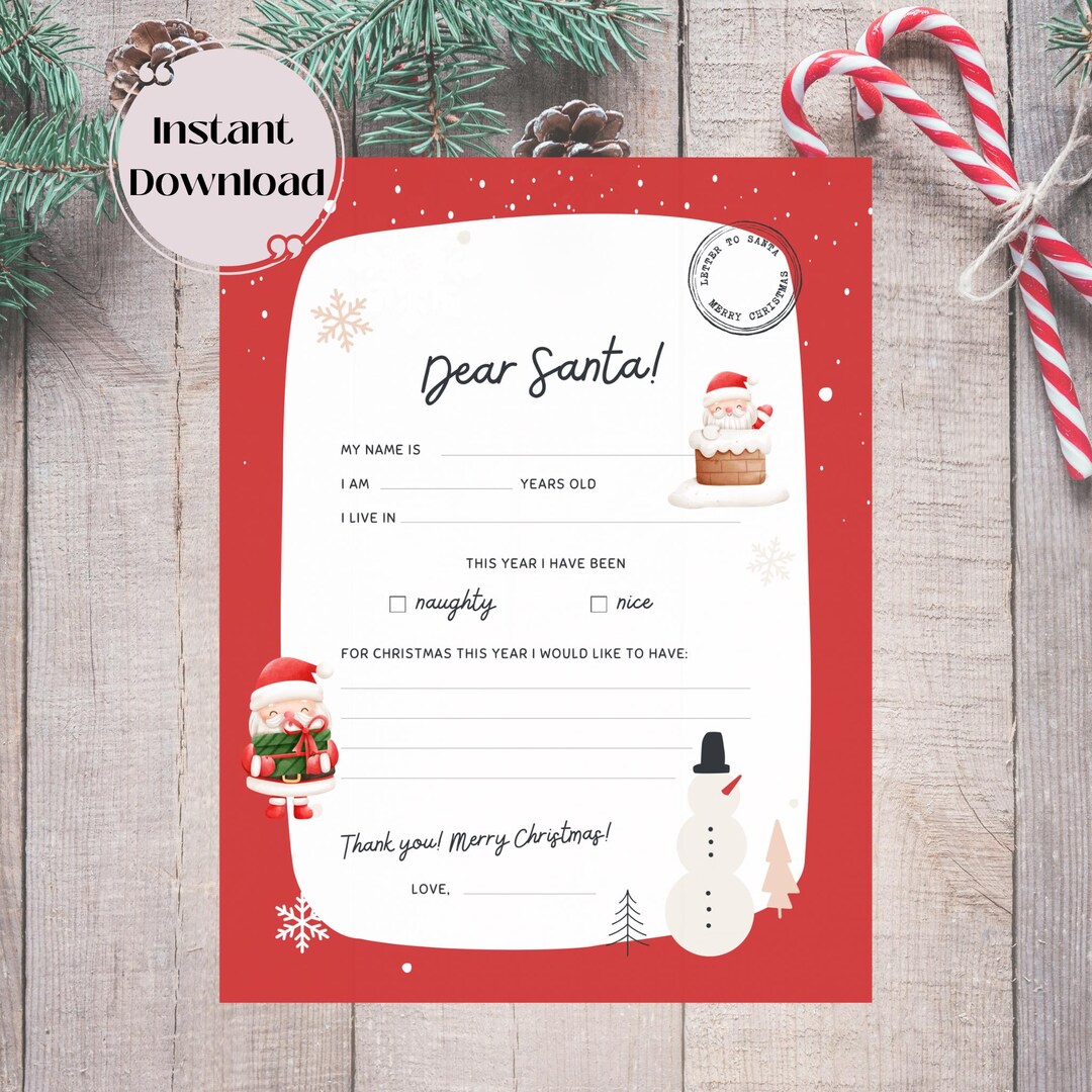 Letter to Santa, Dear Santa Letter Template, Printable Letter to Santa ...
