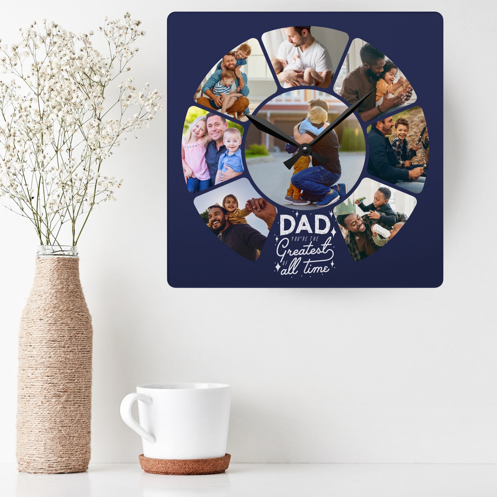 Custom Photo Clock, Photo Collage Clock Custom Gift for Dad ...