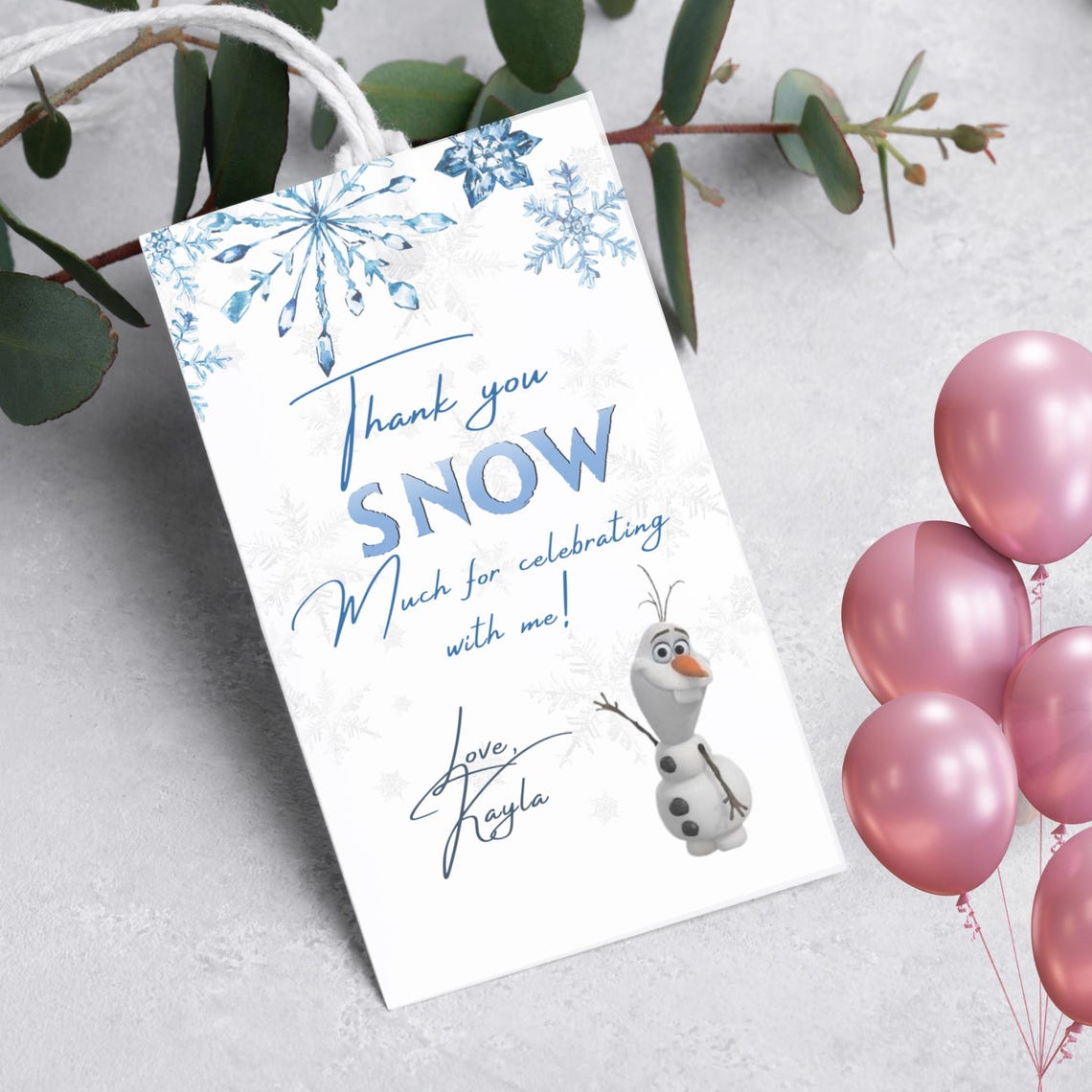 Frozen Thank You Tags Favor Tag Editable Frozen Birthday Gift Tag ...