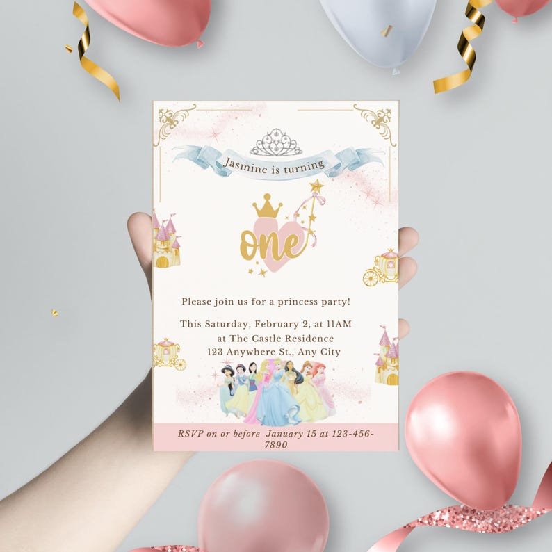 Princess Birthday Invitation Princess Editable Party Invitation Girl ...