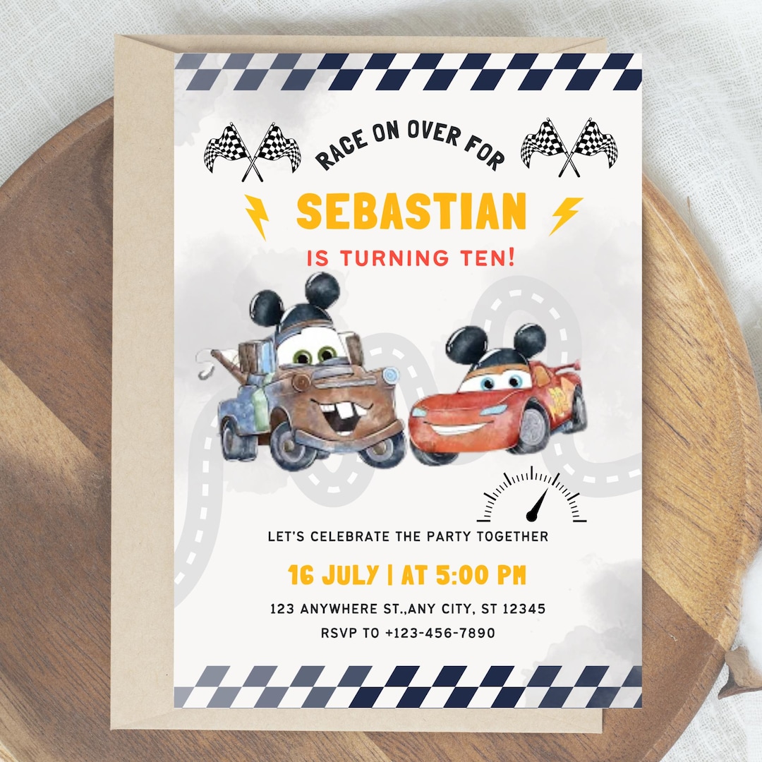 Cars Birthday Party Invitation | Cars Editable Invitation | Cars Theme ...