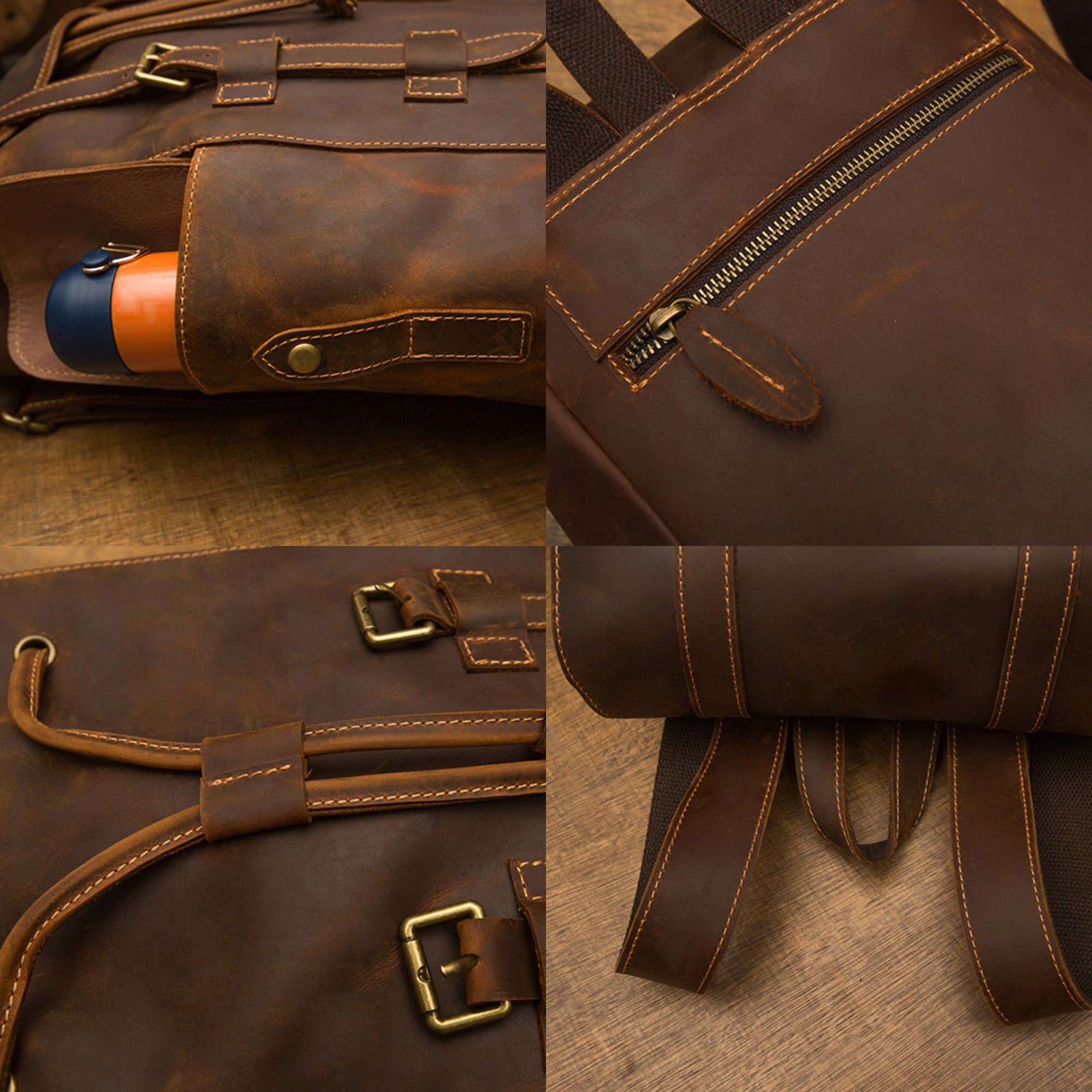 Personalized Large Leather Backpack Men, Laptop Backpack, Travel ...