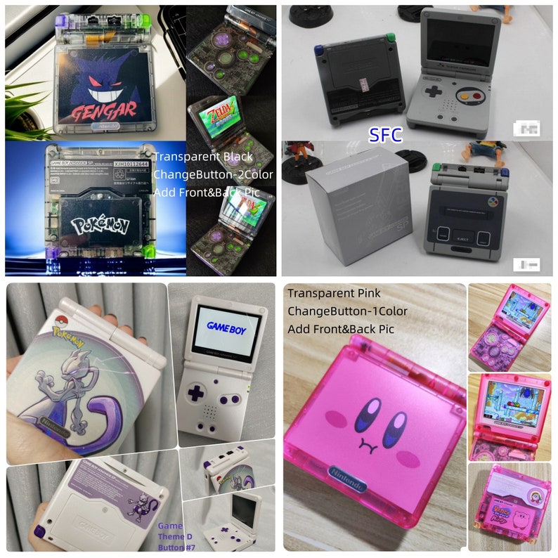 Modded Nintendo Gameboy Advance SP Ags/ Ips Renewed Handheld Custom GBA ...