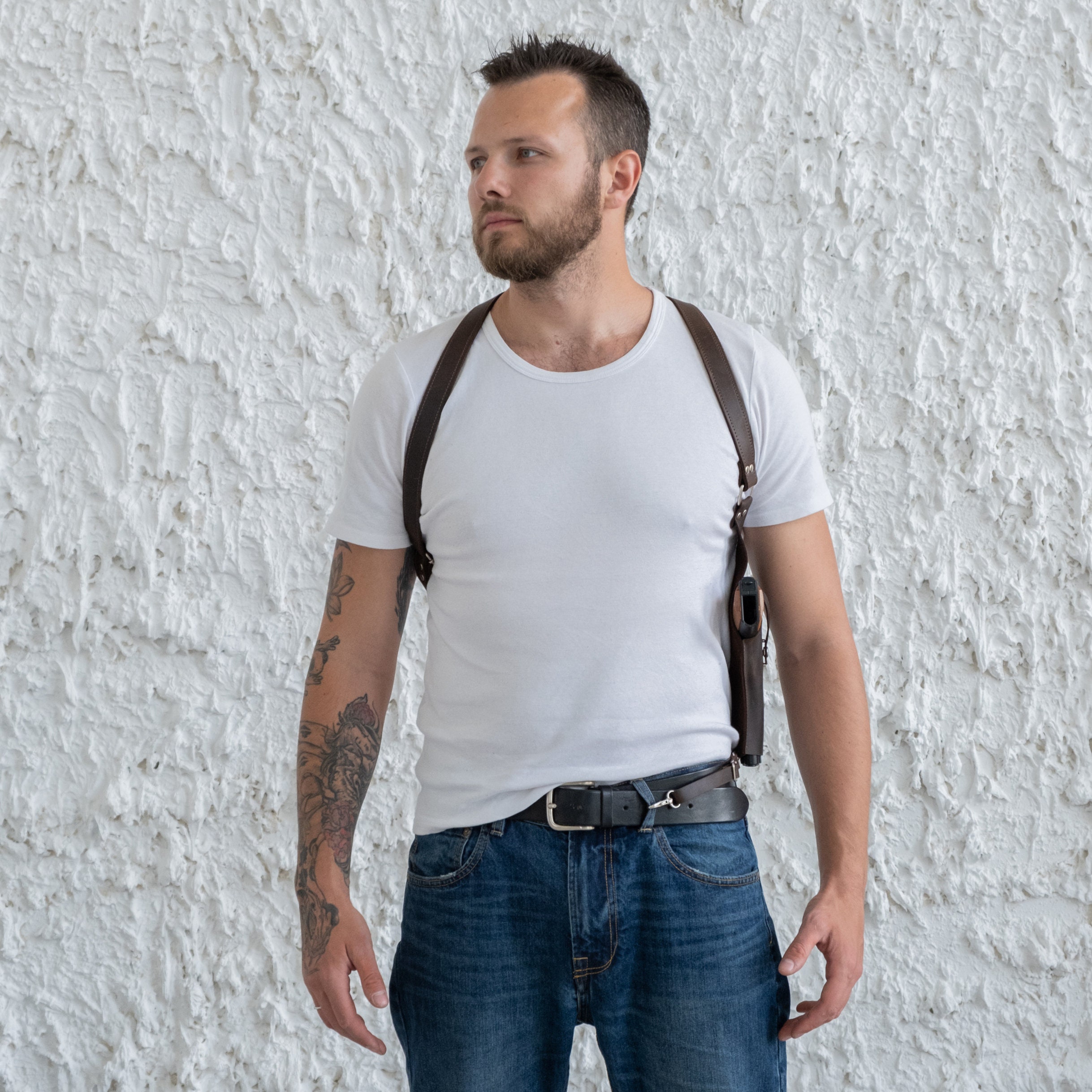 Leather Revolver Holder, Leather Gunslinger Belt, Holsters for 1911 ...