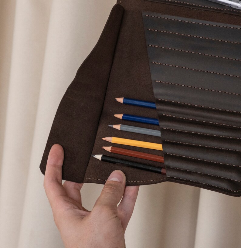 Leather Brush Roll, Leather Artist Roll, Leather Pencil Roll, Artist ...