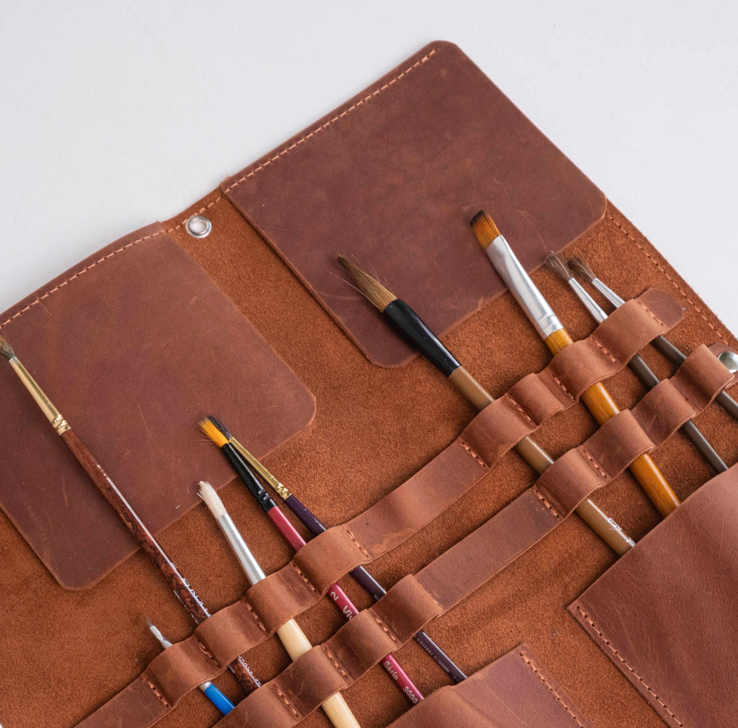 Artist Roll Up, Leather Pencil Roll, Brush Roll Up, Paint Brush Case ...