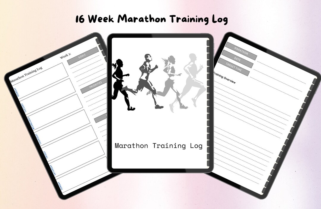 16 Week Digital Marathon Training Log, Goodnotes Planner, Workout Log ...