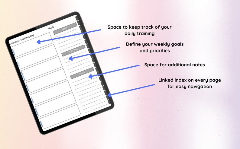 16 Week Digital Marathon Training Log, Goodnotes Planner, Workout Log ...
