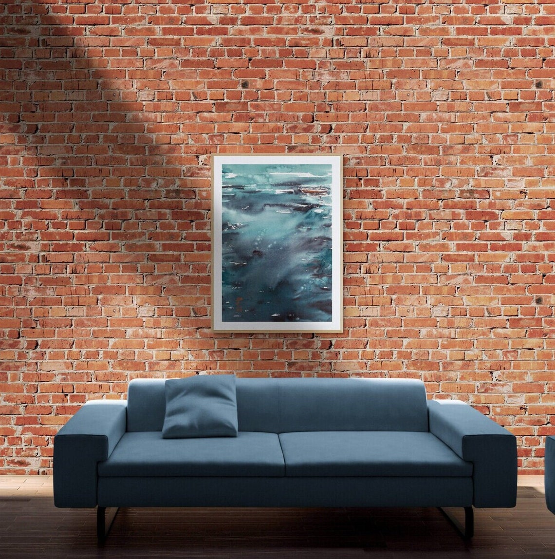 Blue Sea Watercolor Art Print - Sea Illustration - Instant Digital ...