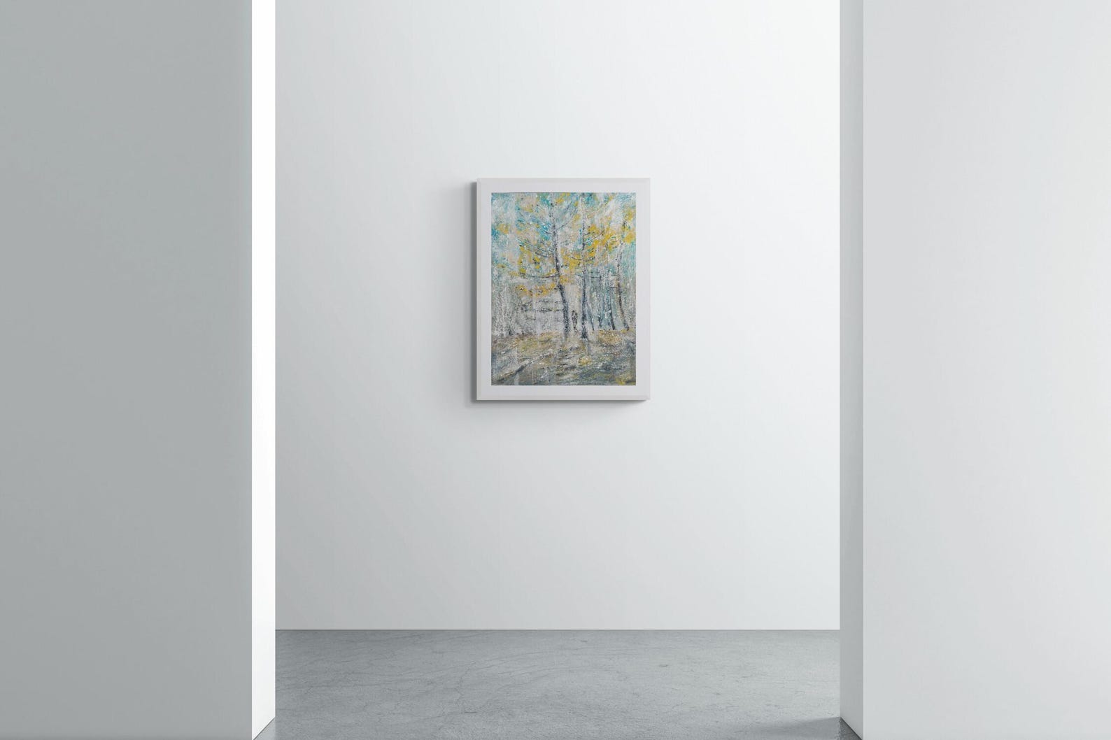 Pastel Autumn Trees Art Print, Yellow and Blue, Forest Pastel ...