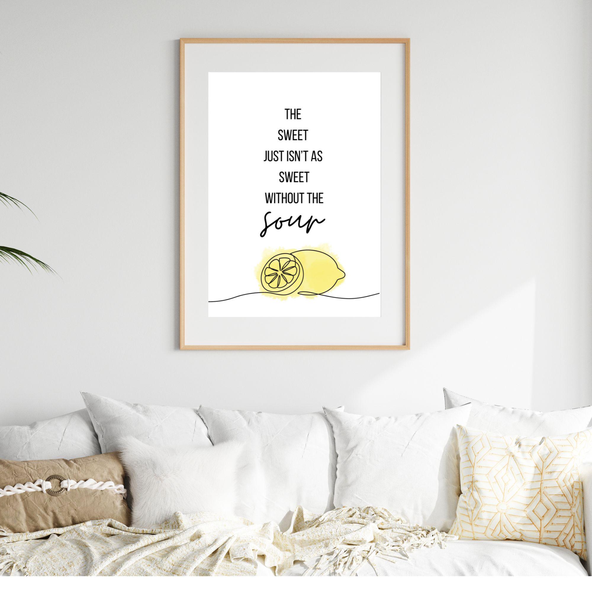 The Sweet Isn't as Sweet Without the Sour Line Art Digital Wall Print ...