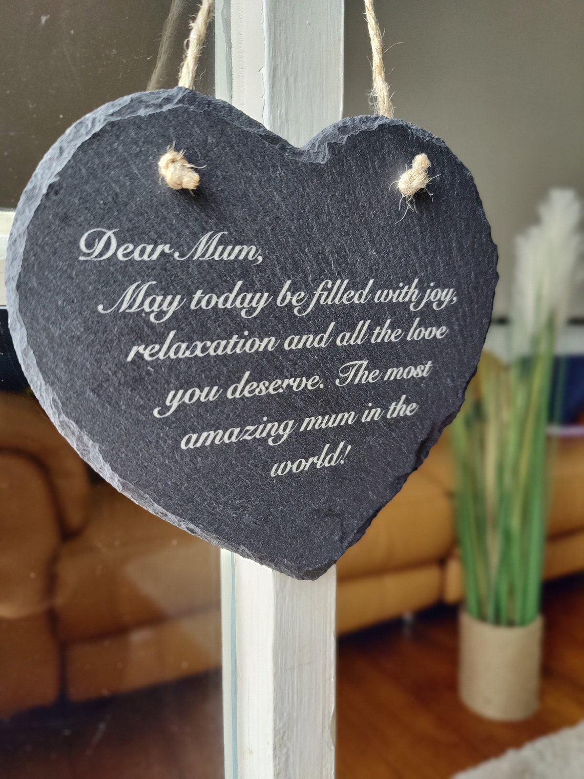 Personalised Heart Slate Sign Engraved Mum Gift Wedding Decoration ...